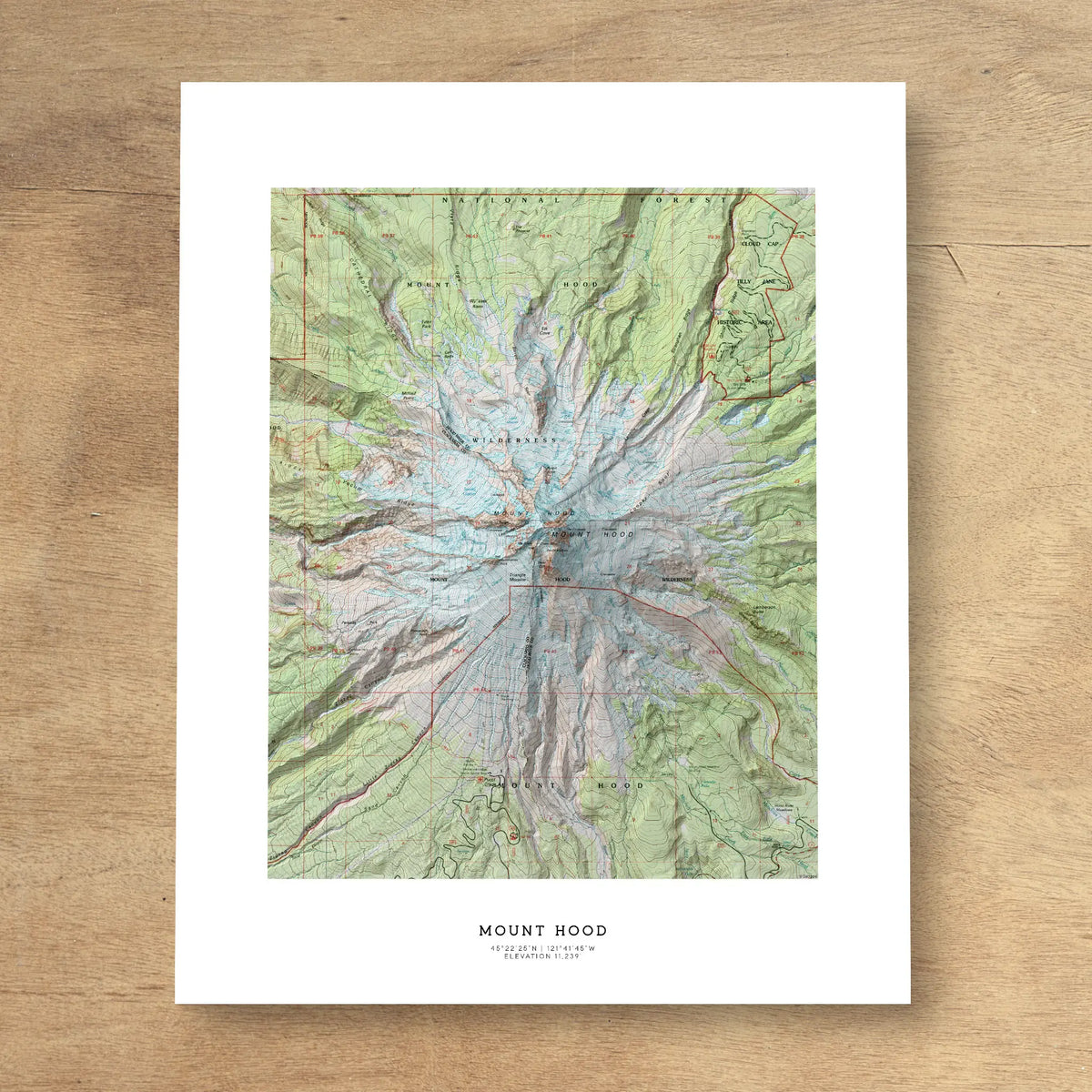 Mount Hood USGS Color Topographic Map Art Print – Millstream Bainbridge